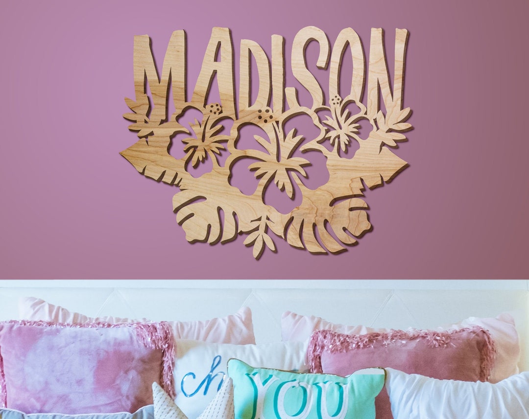 Flower Name Sign, Nursery Decor, Personalized Wood Sign, Wooden Name ...