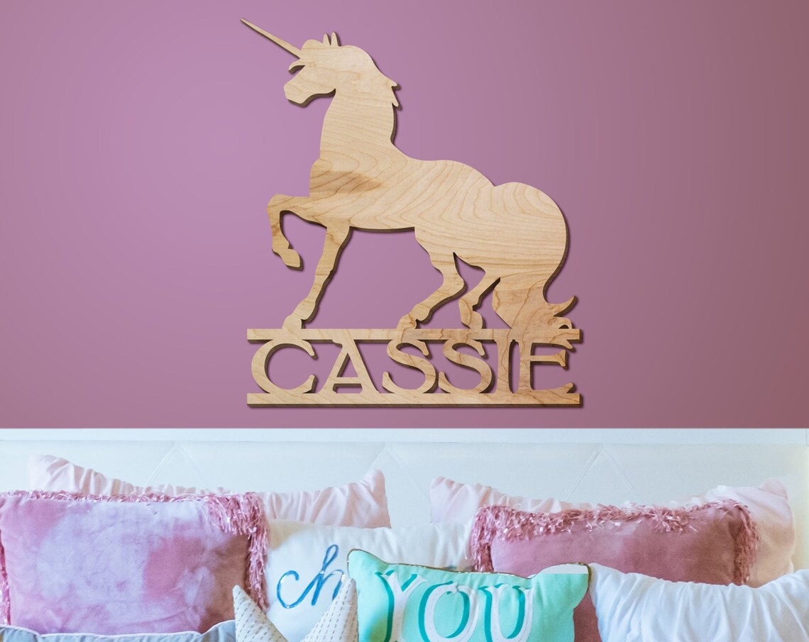 Unicorn Name Sign, Nursery Decor, Personalized Wood Sign, Wooden Name ...