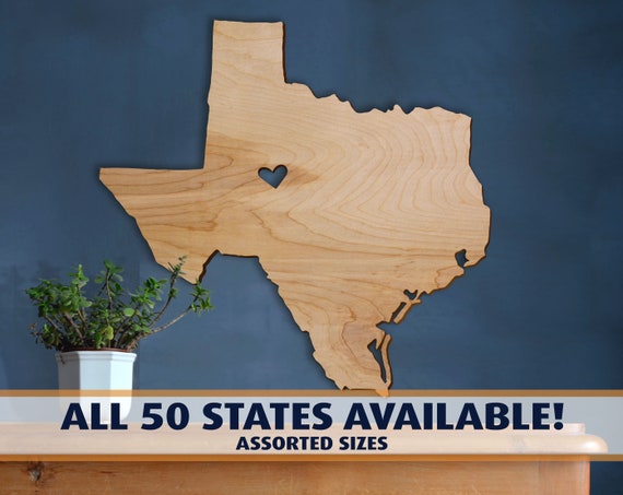 State Cutout Wood State Outline Wooden State Sign All 50 States State ...