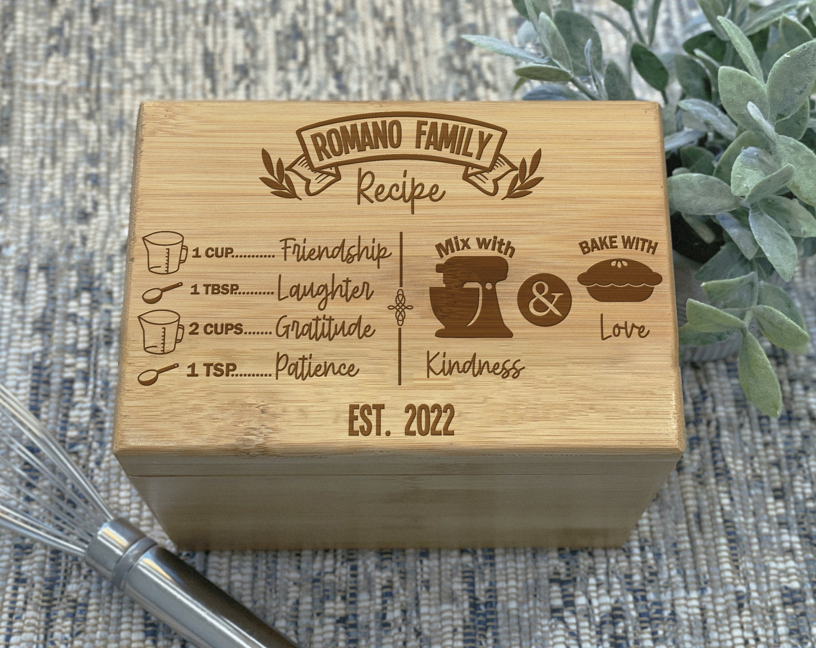 Wooden Recipe Box Custom Recipe Box and Cards Kitchen Gift - Etsy