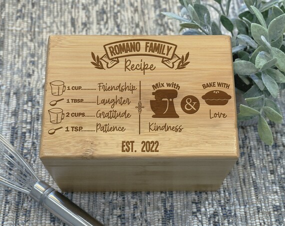 Wooden Recipe Box Custom Recipe Box and Cards Kitchen Gift - Etsy
