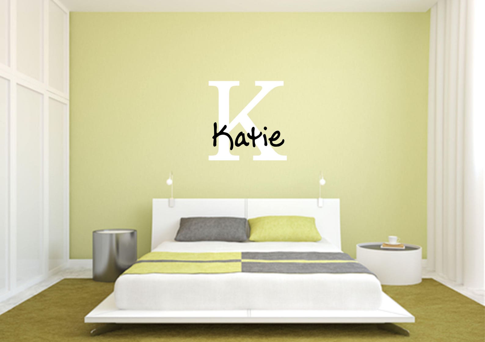 Monogram Wall Decal - Initial Wall Decal - Monogram Decal - Name Decal ...