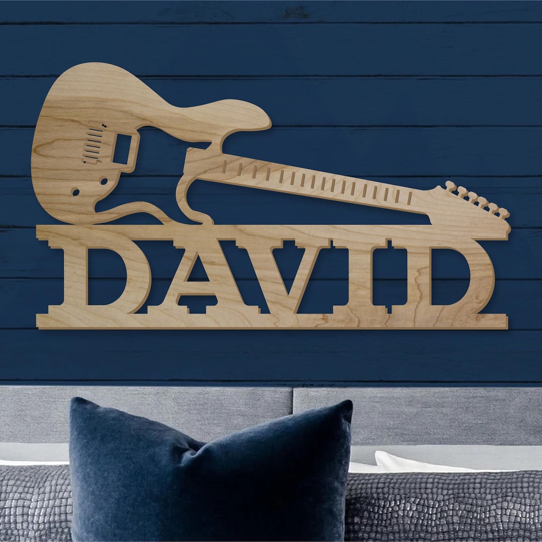 Guitar Name Sign, Nursery Decor, Personalized Wood Sign, Music Gift ...
