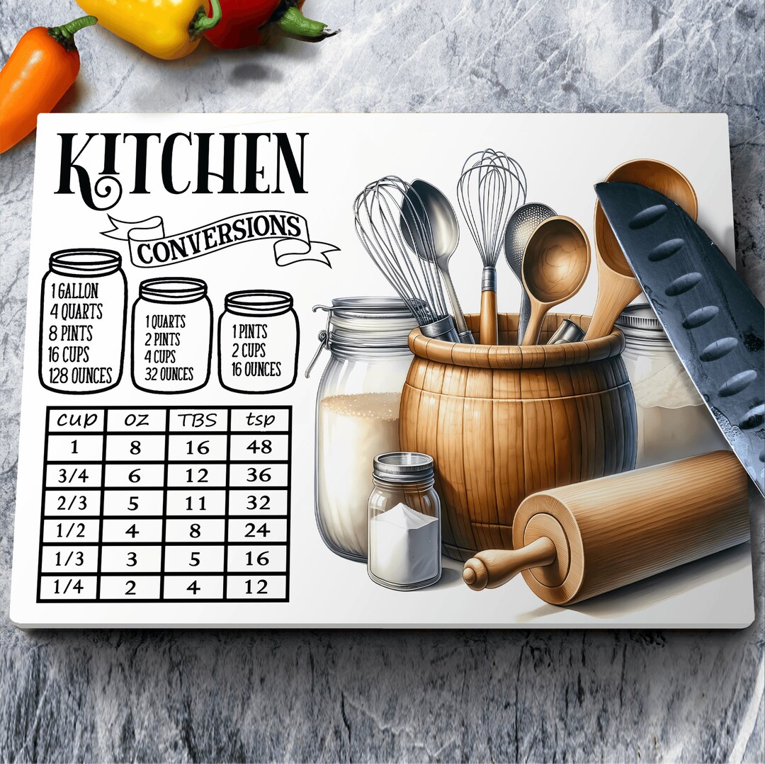 Glass Cutting Board With Baking Measurements, Charcuterie Board ...