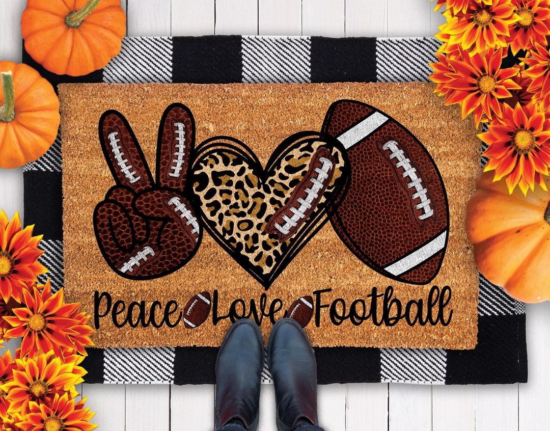 Peace Love Football Door Mat, Fall Door Mat, Fall Decor Ideas ...