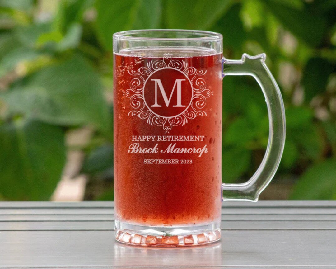 Happy Retirement Beer Mug, Personalized Retirement Gift, Engraved Beer ...
