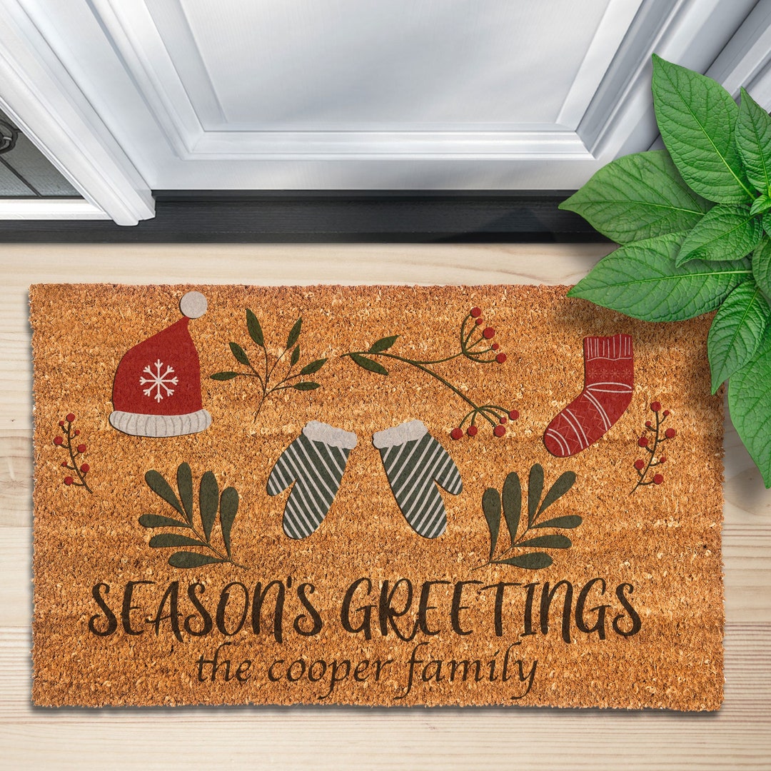 Season's Greetings Door Mat, Christmas Doormats , Winter Welcome Mats ...