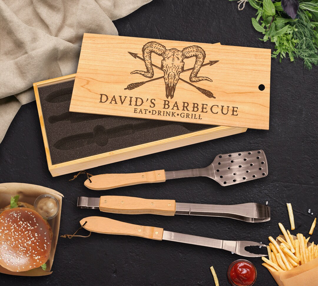 Personalized BBQ Set, BBQ Grill Tool Set, Father's Day Barbecue Set ...