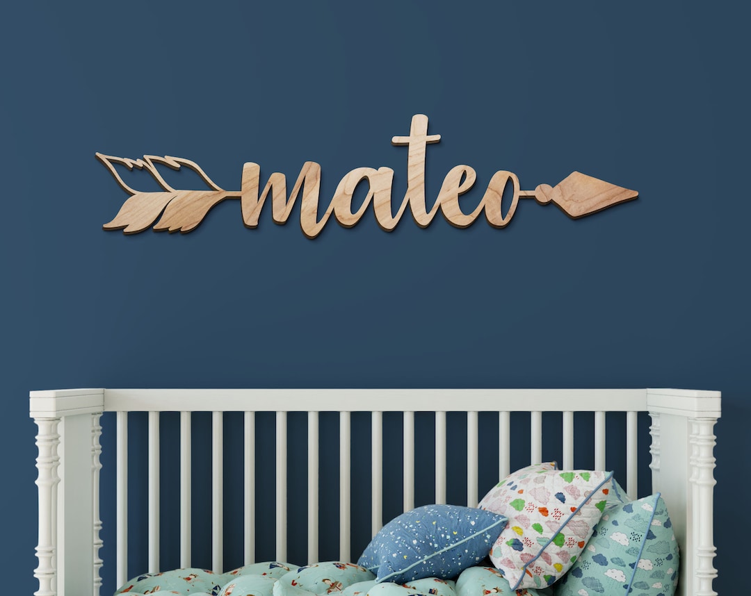 Arrow Name Sign, Nursery Decor, Script Name, Personalized Wood Sign ...