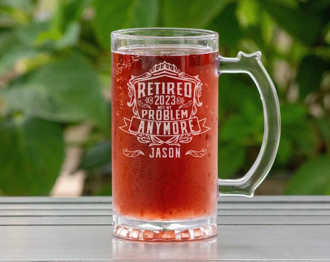 Personalized Retirement Beer Glass Retirement Gift, Custom Year, Etched ...