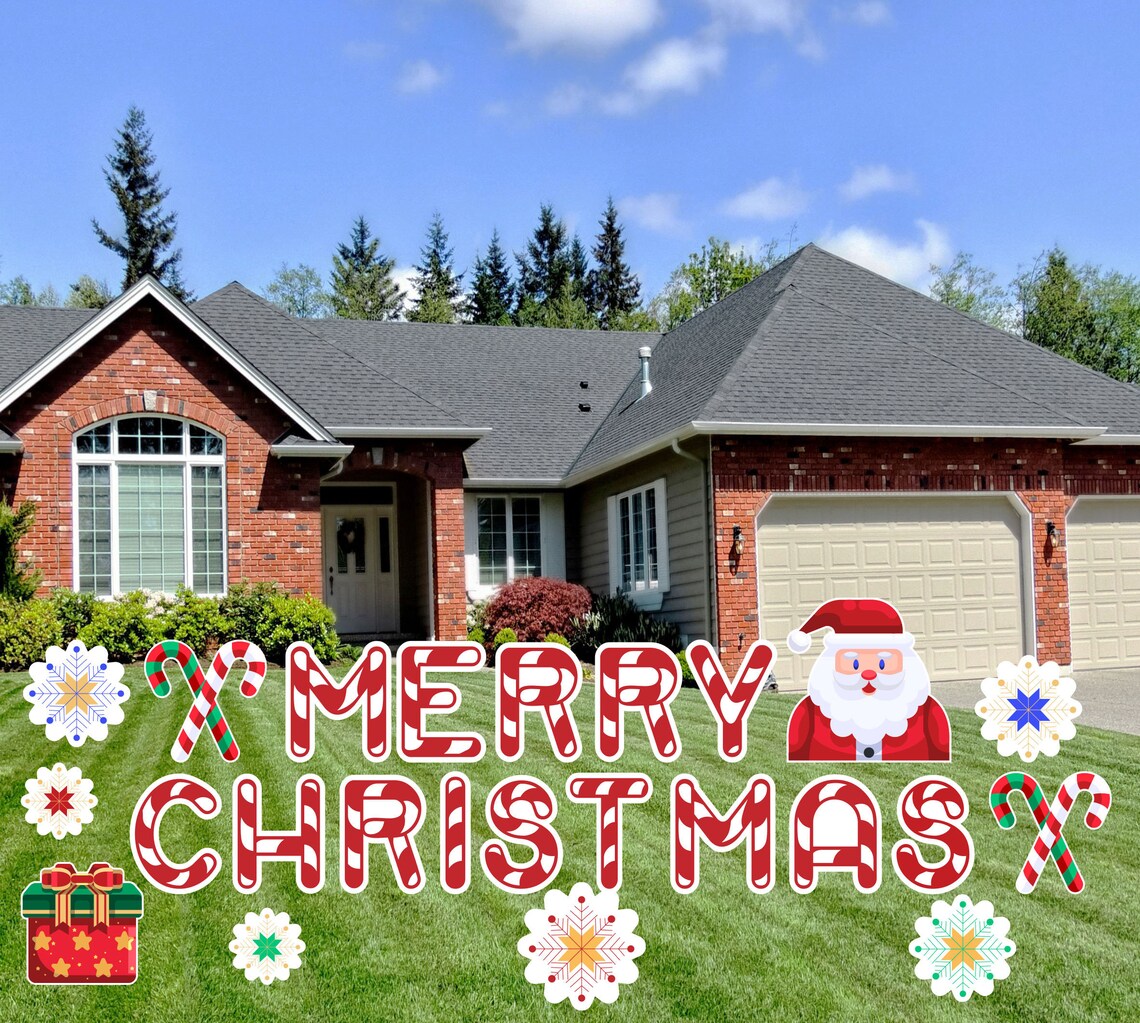 Merry Christmas Peppermint Lawn Signs, Christmas Yard Signs, Outdoor ...