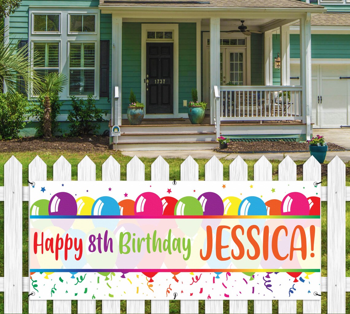 Happy Birthday Banner with Grommets Happy Birthday Vinyl | Etsy