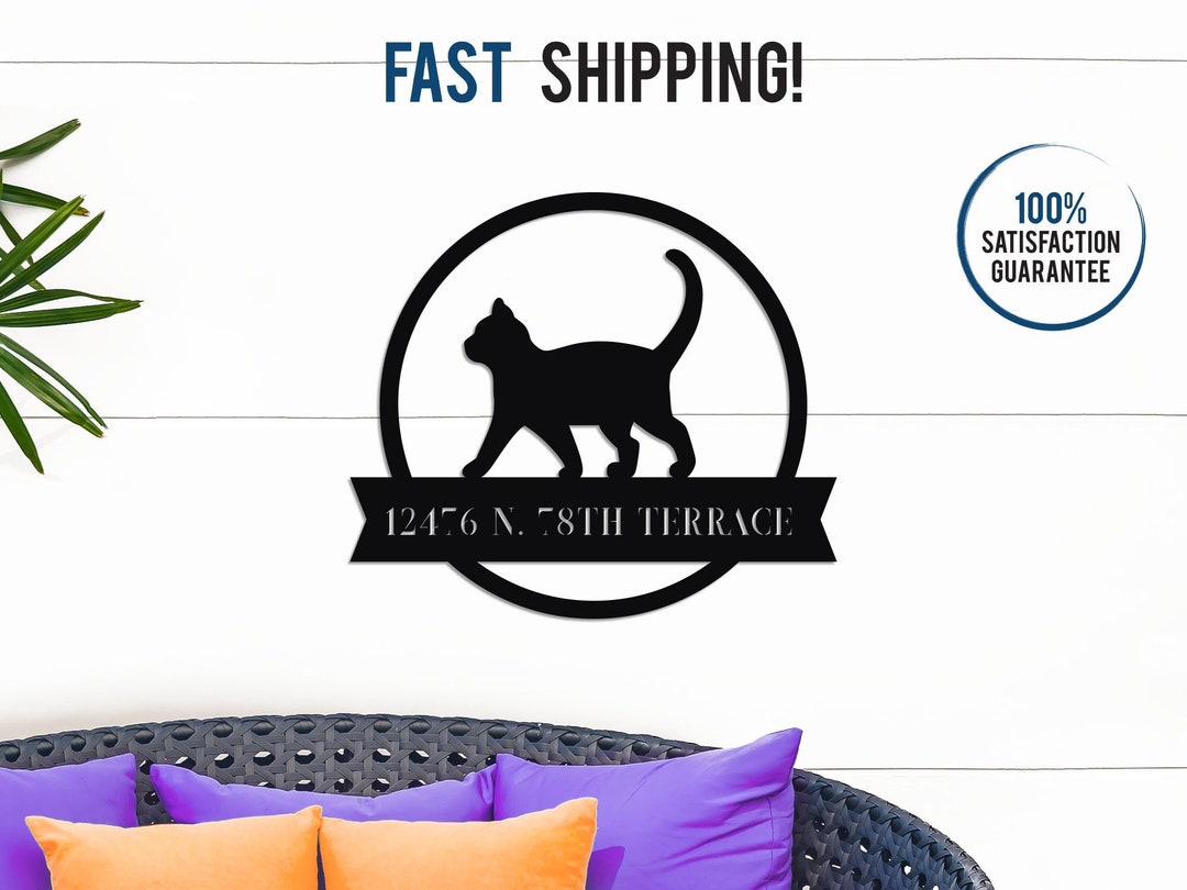 Metal Cat Sign, Metal Address Sign, Personalized Metal Sign, Address ...