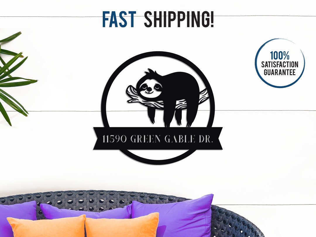 Metal Sloth Sign, Metal Address Sign, Personalized Metal Sign, Address ...