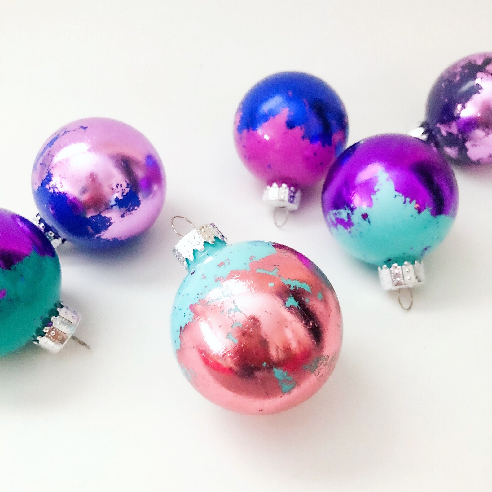 SET OF 12 Multicolored Gold Leaf Christmas Ornaments - Etsy