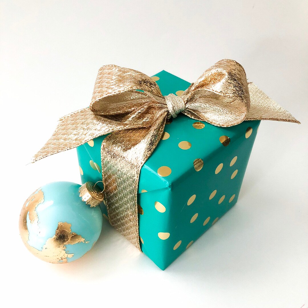 Gift Wrapped Globe Inspired Gold Leaf Ornament - Complete Package ...
