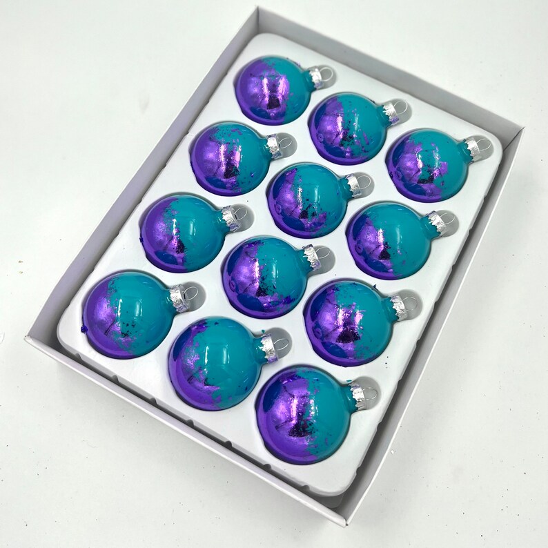 SET OF 12 Multicolored Gold Leaf Christmas Ornaments - Etsy