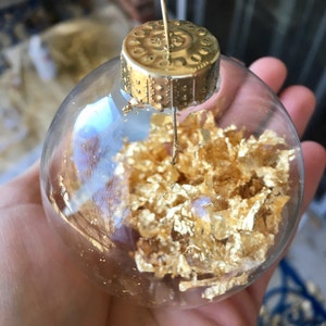 New Year's Gold Leaf Ornament, NYE Decor, Sparkly Golden Confetti ...