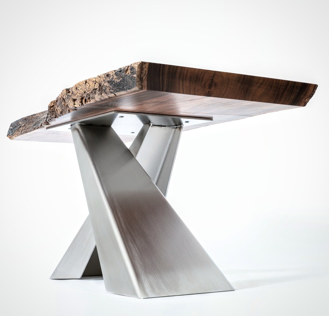 Live Edge Kayu Kokko and Stainless Steel Plate Table - Etsy