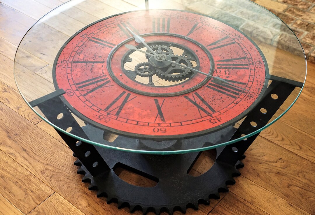 Sprocket Clock Coffee Table in Red - Etsy