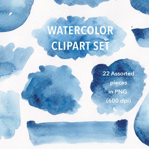 Watercolor Clip Art Set - 22 Assorted Pieces - Splotches Hand Painted ...