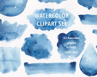 Watercolor Clip Art Set - 18 Assorted Pieces - Splotches Hand Painted ...