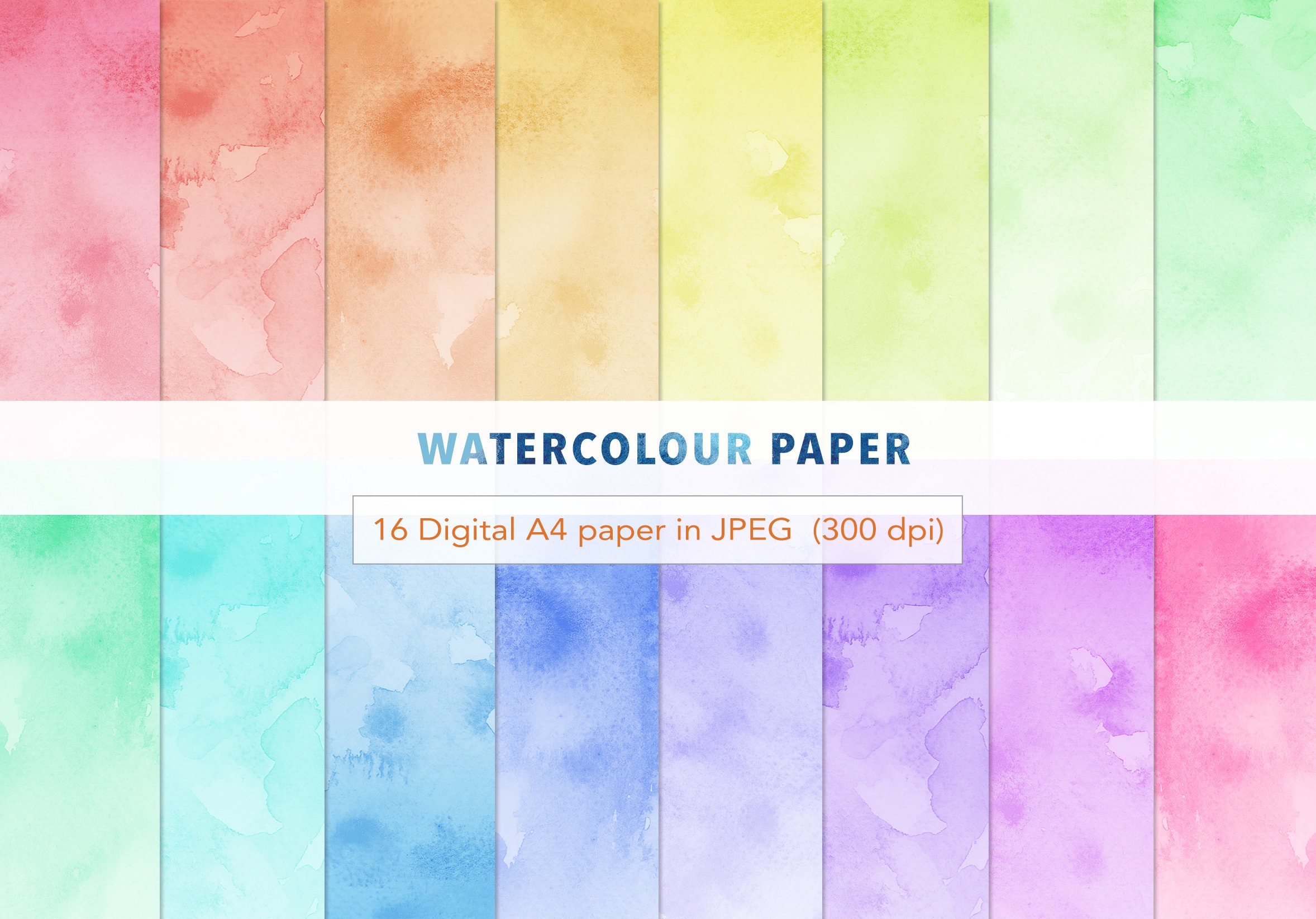 Ombre Fade 16 Watercolour Background Digital Paper - A4 Printable, Free ...