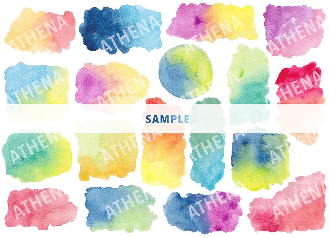 Watercolor Clip Art Set - 18 Assorted Pieces - Splotches Hand Painted ...