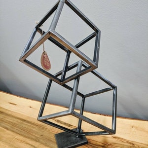 Cube Form Sculpture, Geometric Modern Steel Statue - Etsy