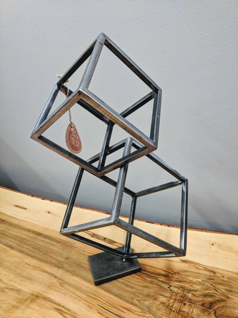 Cube Form Sculpture, Geometric Modern Steel Statue - Etsy