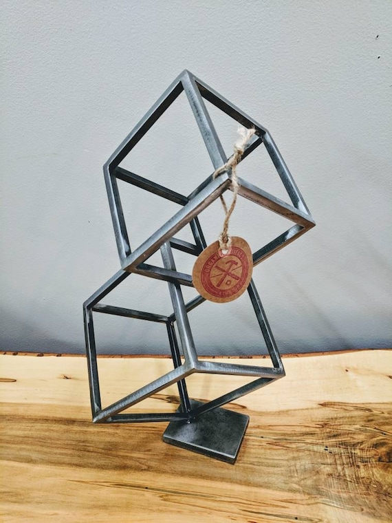 Cube Form Sculpture Geometric Modern Steel Statue | Etsy