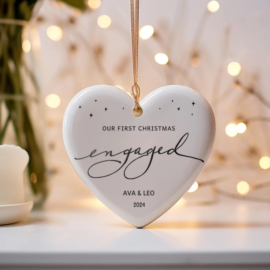 Engaged Ornament, Engagement Gift, Personalized First Christmas Engaged ...