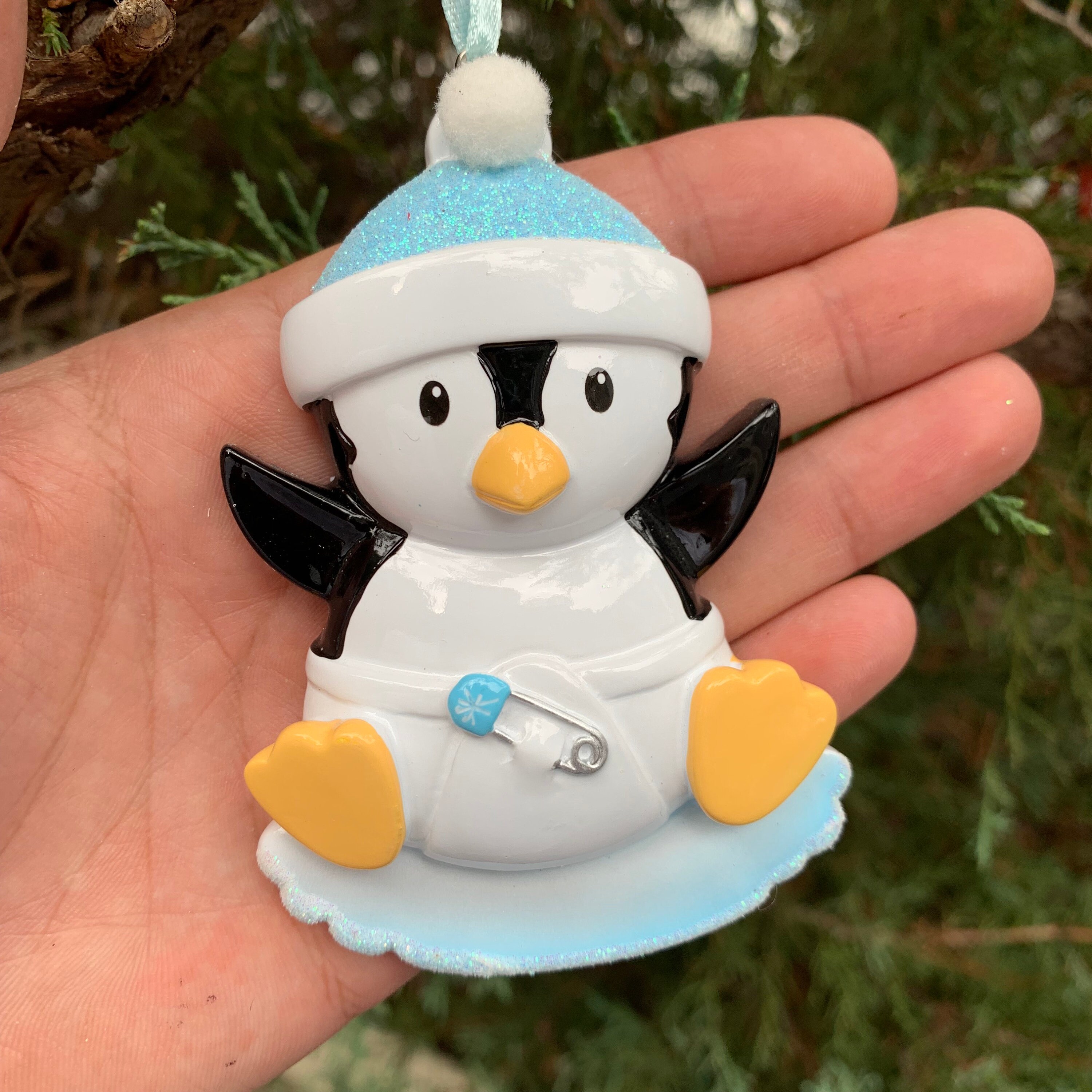 Newborn Penguin Boy Personalized Christmas Ornament Hand | Etsy