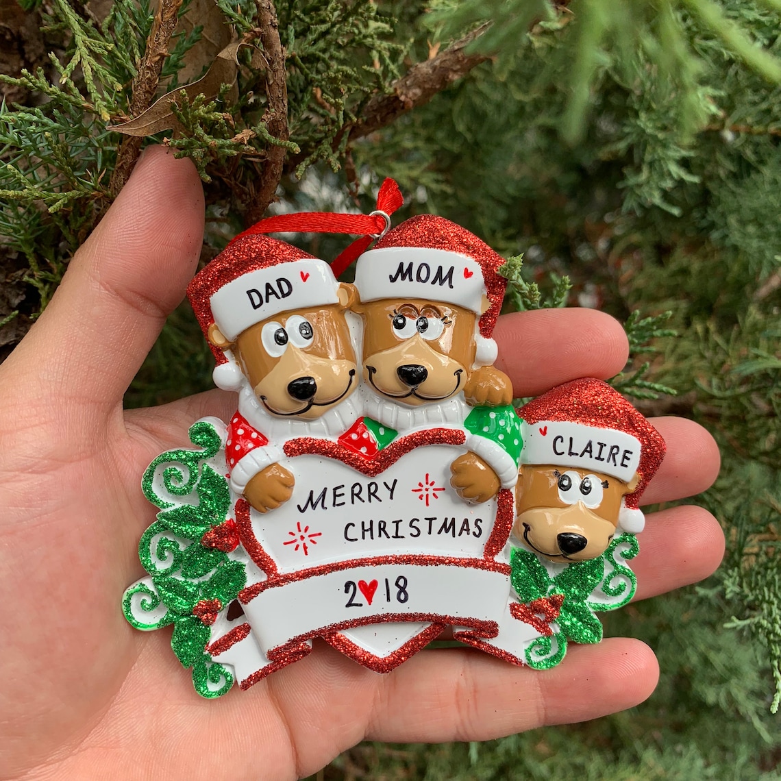 3 Brown Bears Personalized Christmas Ornament Personalized - Etsy