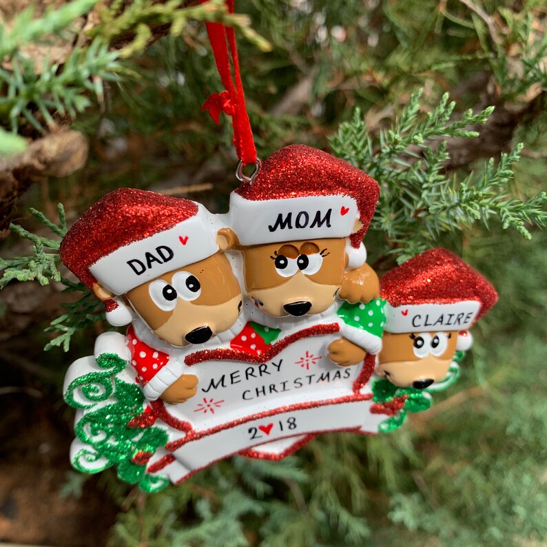 3 Brown Bears Personalized Christmas Ornament Personalized - Etsy