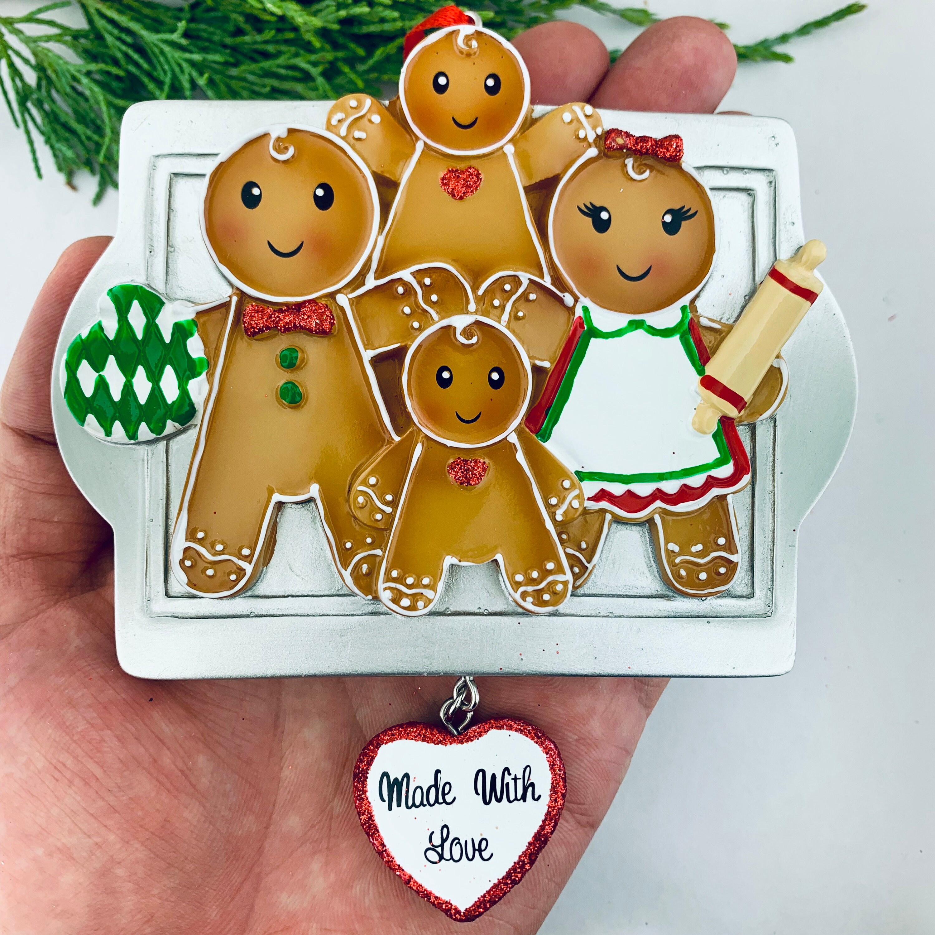 4 Gingerbread Cookies Personalized Family Ornament Baker | Etsy