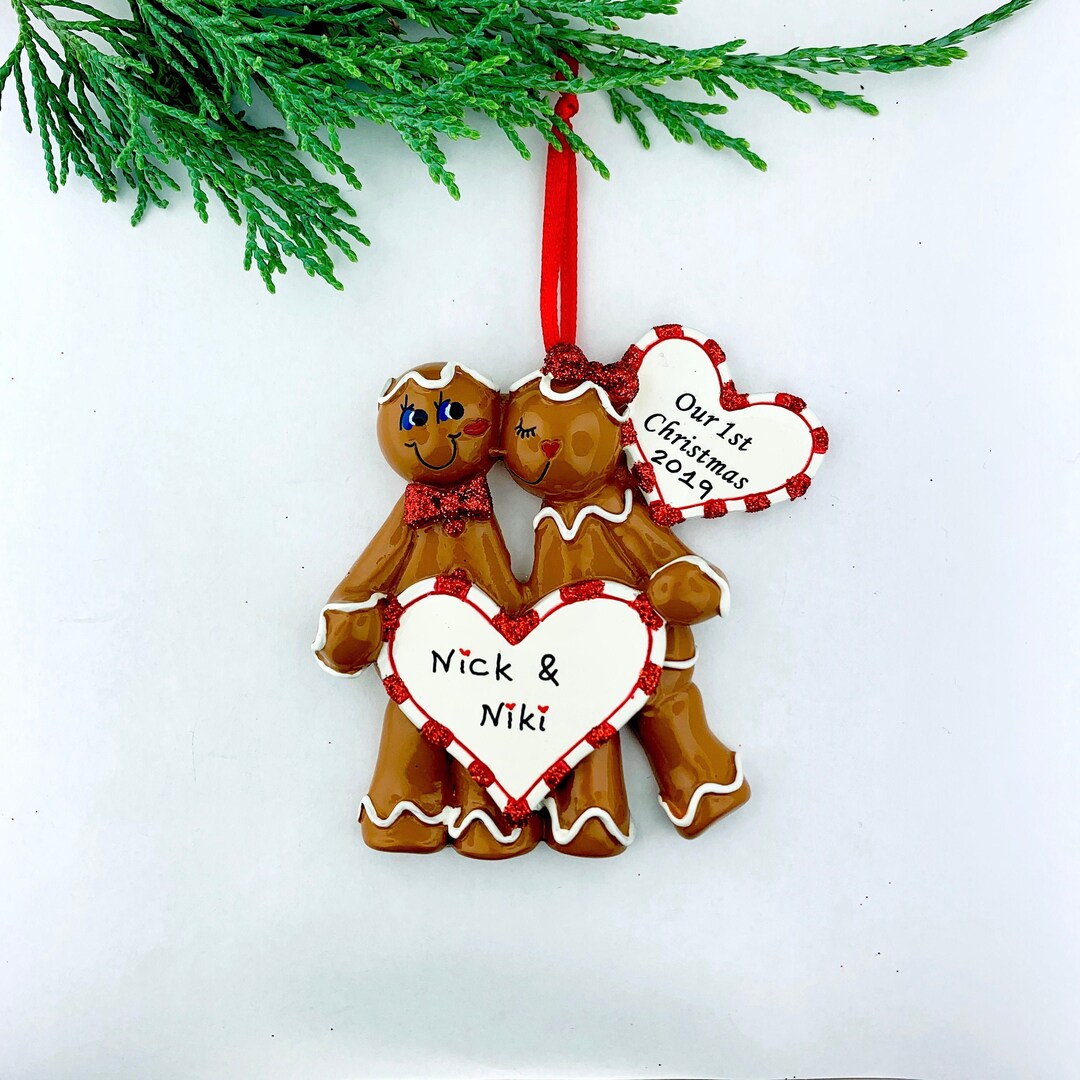 Personalized Gingerbread Cookies Couple Ornament, Personalized ...