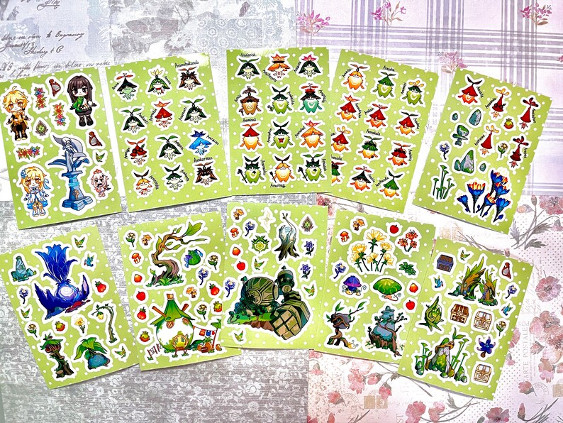 Genshin Impact Aranyaka Aranara Arama Ararycan Sticker Sheet Set Sumeru ...