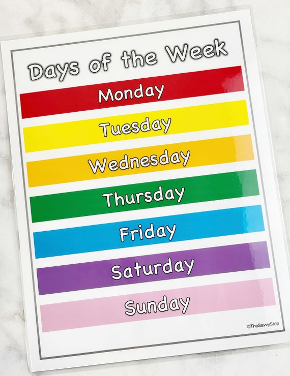 Days of the Week DIGITAL Educational Learning Poster for - Etsy