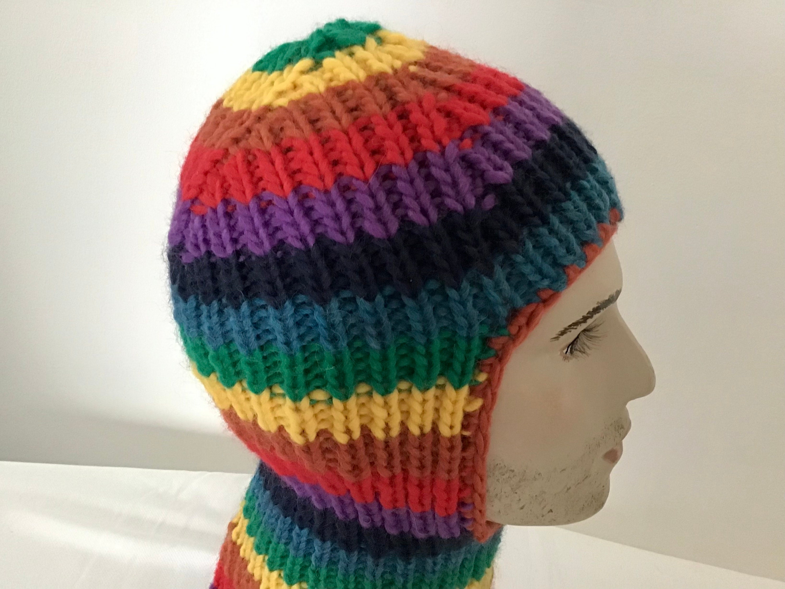 Hand Knitted Unisex Rainbow Balaclava Vintage Style - Etsy UK