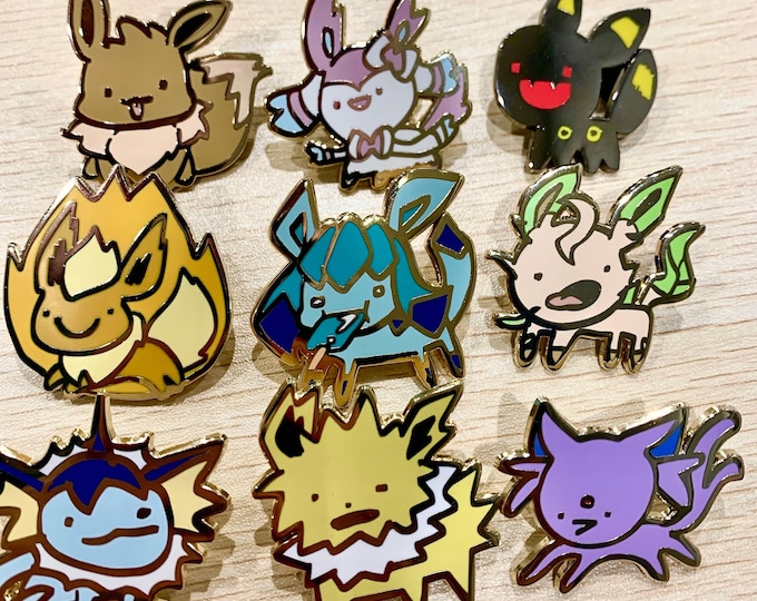 Funny Derpy Goofy Eeveelution Enamel Pins Eevee Sylveon Umbreon Espeon ...