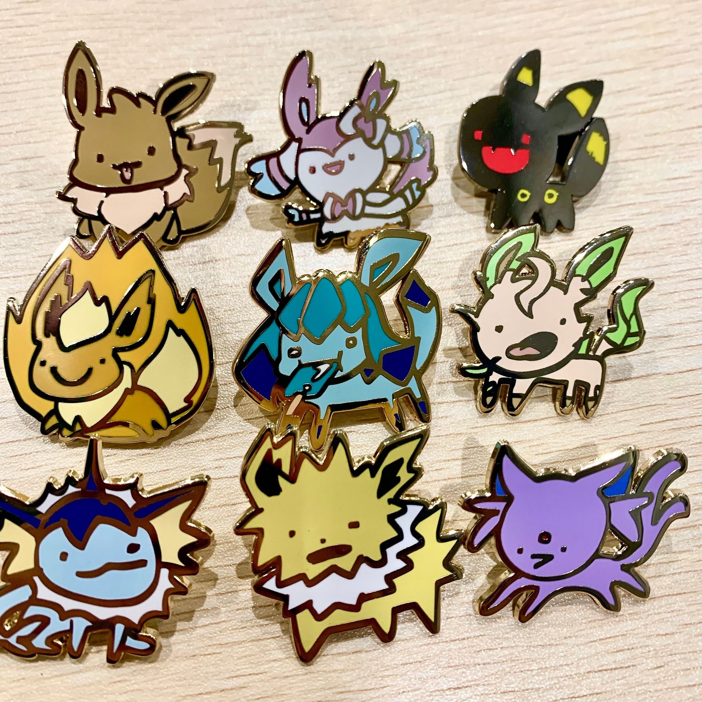 Funny Derpy Goofy Eeveelution Enamel Pins Eevee Sylveon Umbreon Espeon ...
