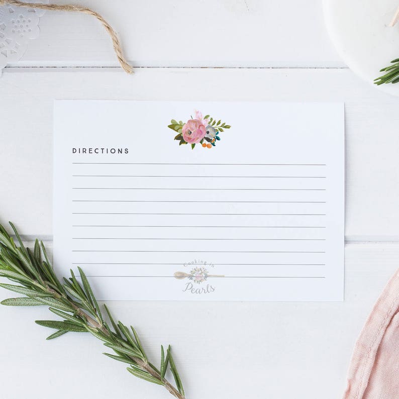 Floral Recipe Cards | Etsy