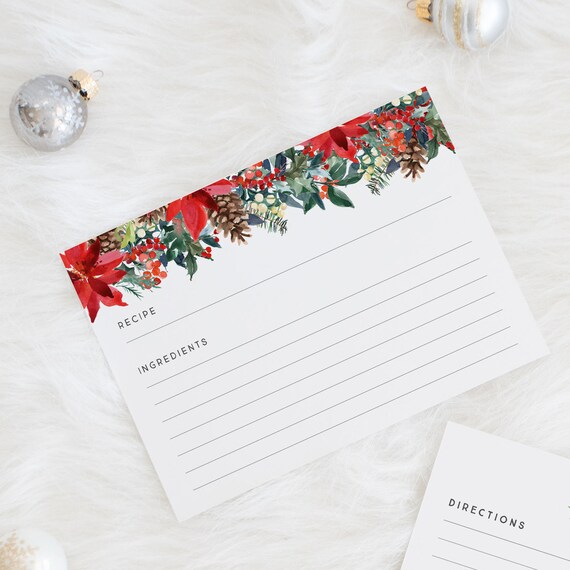 Traditional Holiday Recipe Cards | Etsy