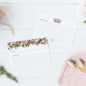 Floral Recipe Cards - Etsy