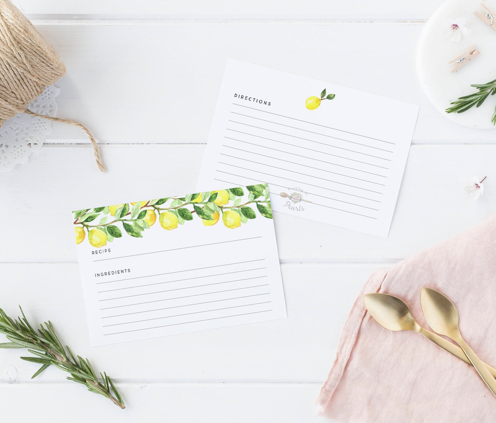 Lemon Recipe Cards - Etsy