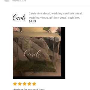 Cards Vinyl Decal, Wedding Card Box Decal, Wedding Venue, Gift Box ...