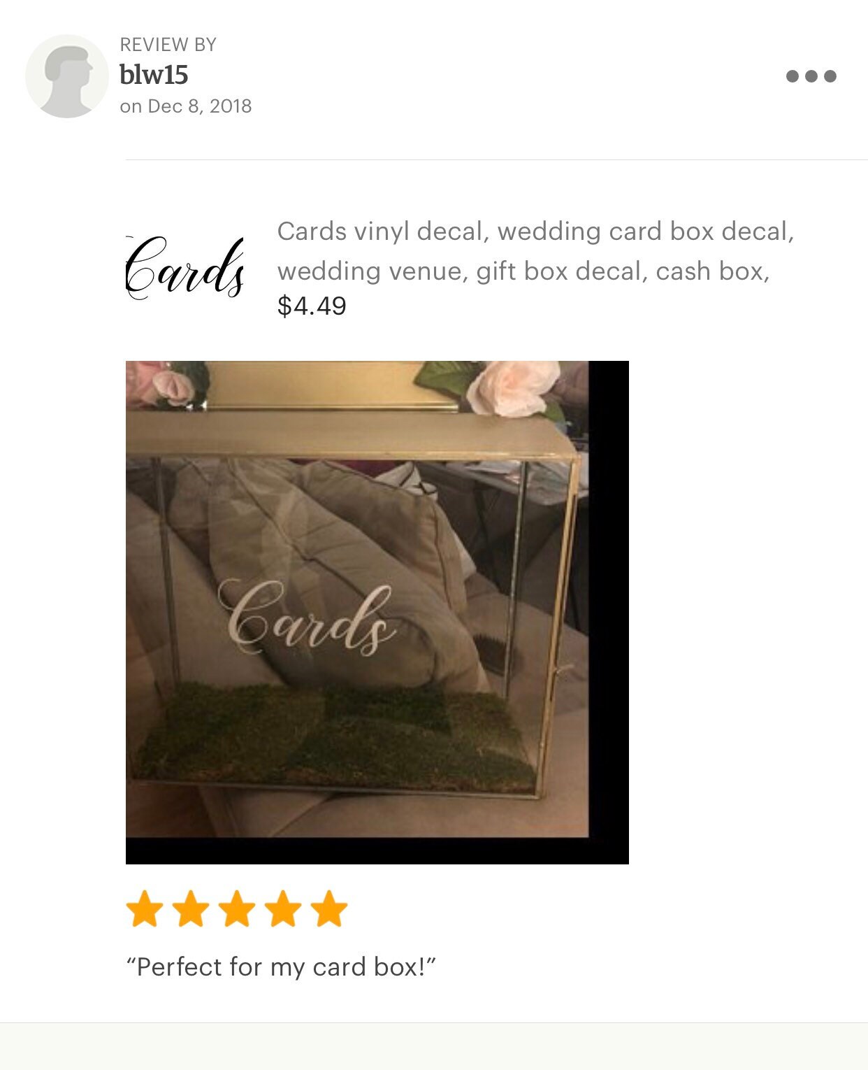 Cards Vinyl Decal Wedding Card Box Decal Wedding Venue Gift - Etsy