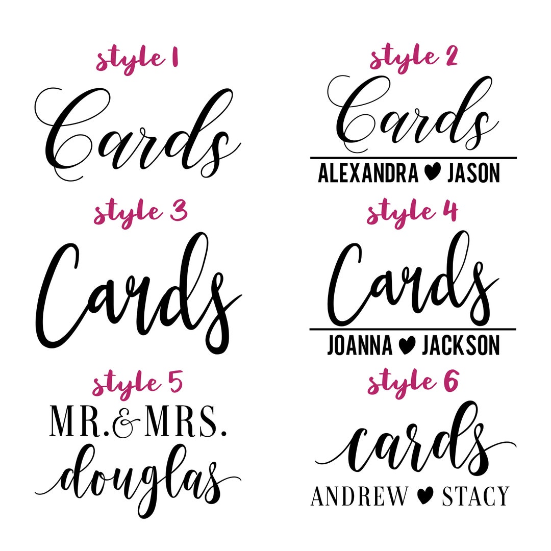 Cards Vinyl Decal, Wedding Card Box Decal, Wedding Venue, Gift Box ...