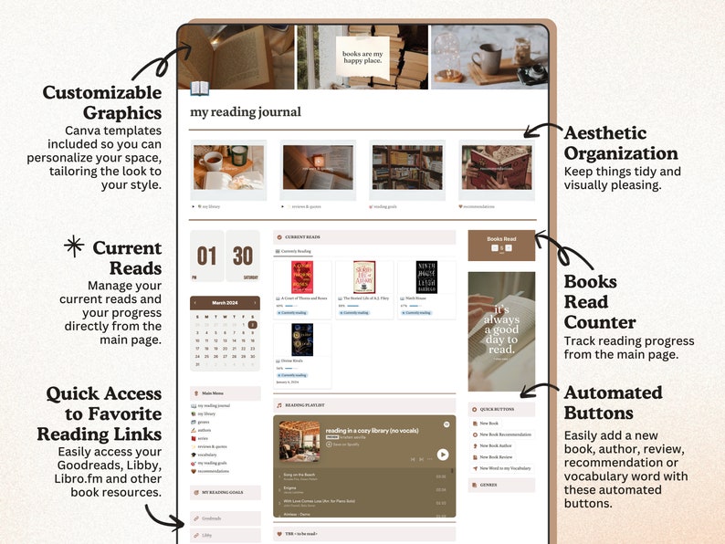 Ultimate Notion Reading Journal Template, Book Tracker Digital Planner and Notion Dashboard ...